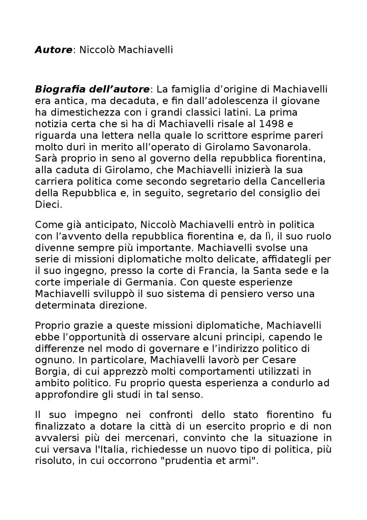 Scheda Libro Il Principe Di Machiavelli Docsity