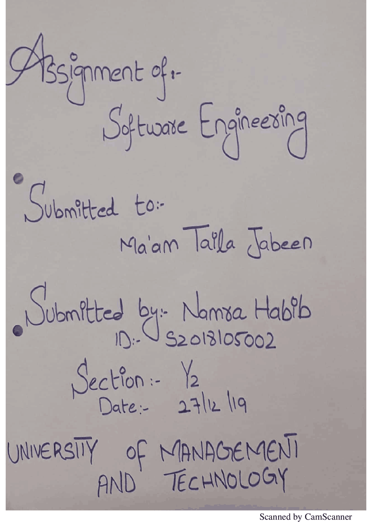 solution of the assignment | Exercises Software Engineering | Docsity