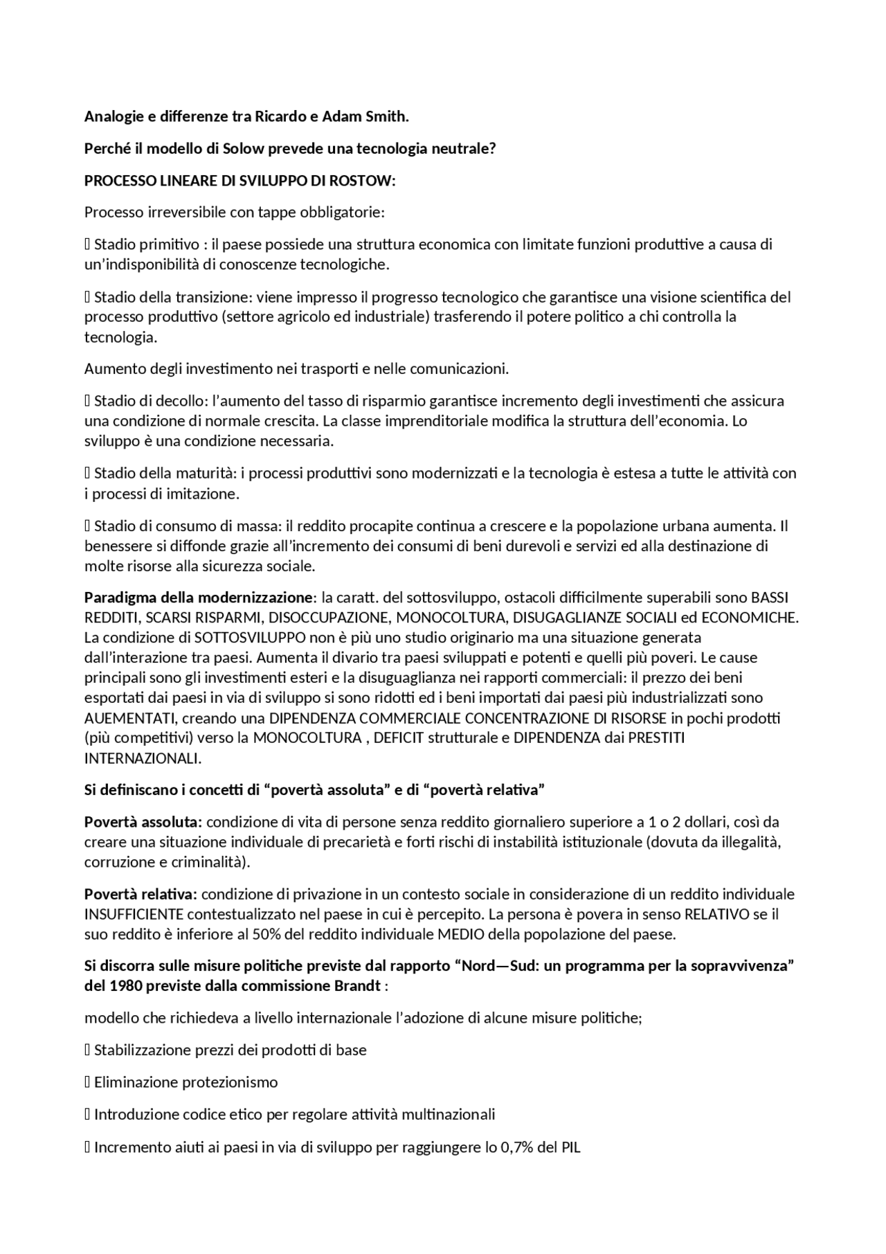 Economia Dello Sviluppo Docsity