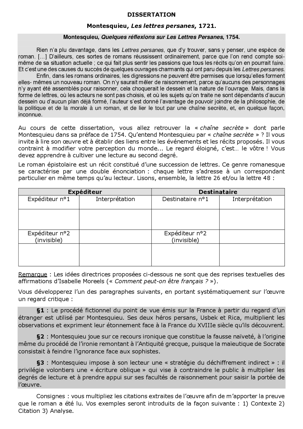 Test De Montesquieu Dissertation Dissertation Français Docsity
