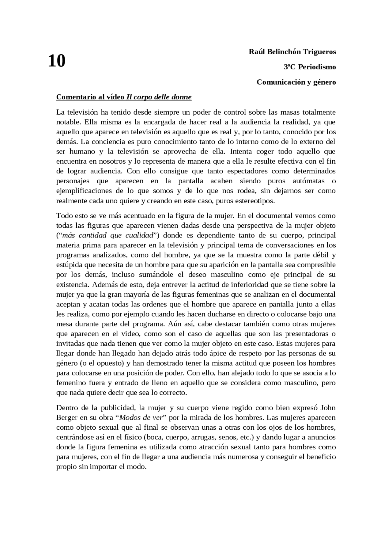 Practica Ill Corpo Delle Donne Docsity