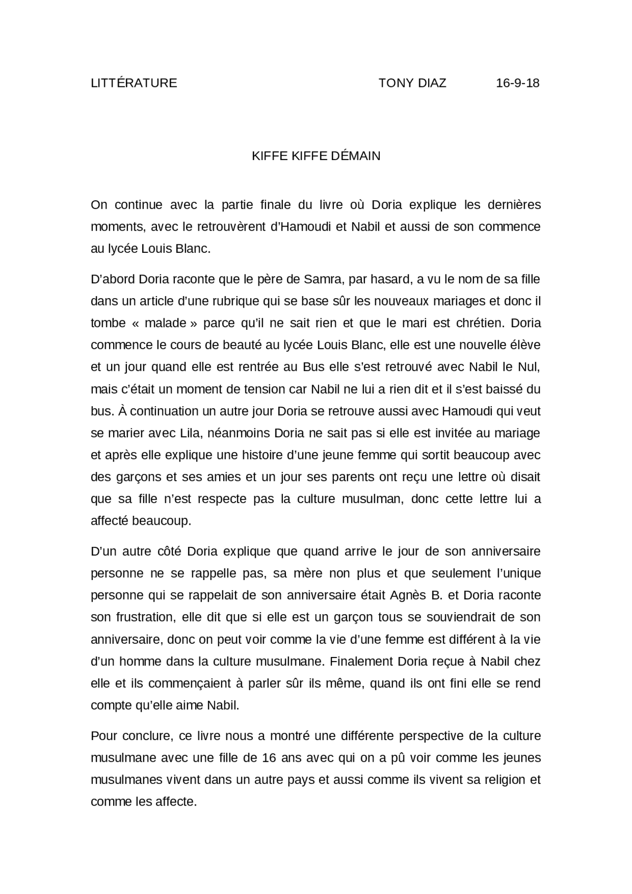 Un poco de kiffe kiffe - Docsity