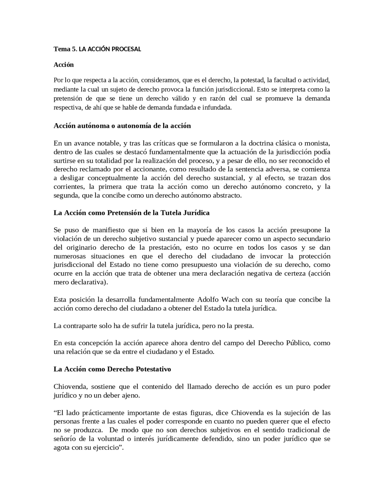 LA ACCIÓN PROCESAL | Apuntes de Derecho Civil | Docsity