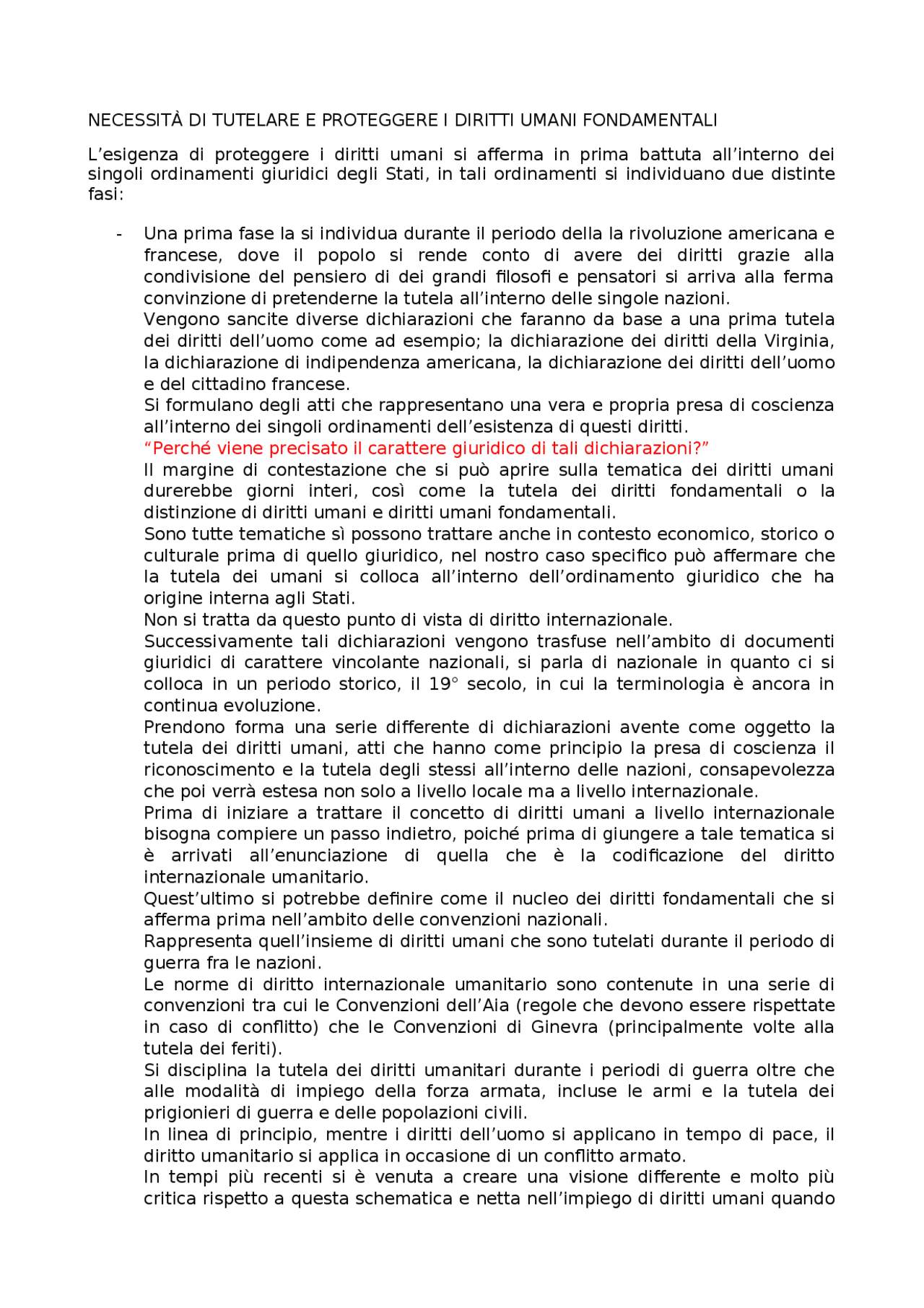 Lezione Introduttiva Sulla Protezione E La Tutela Dei Diritti Umani