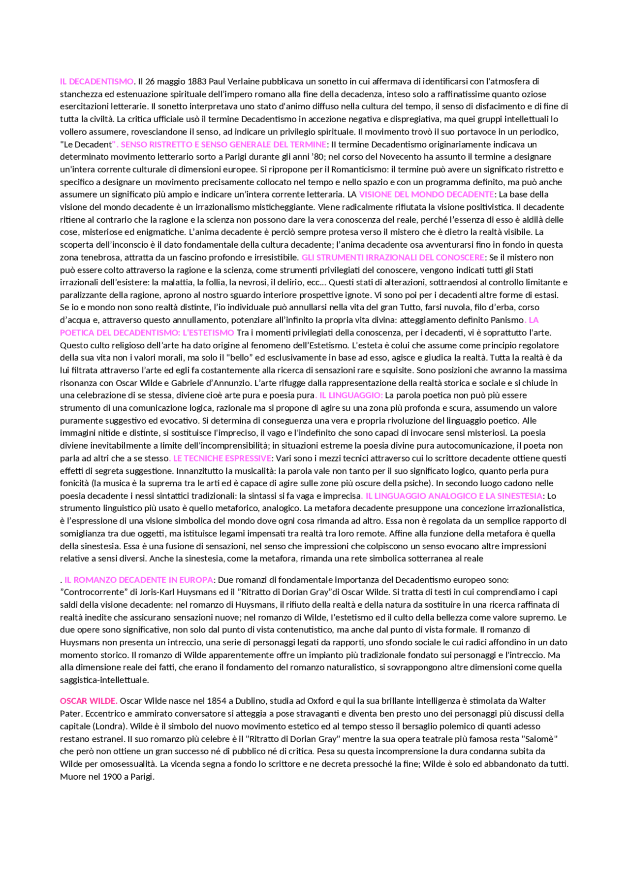 Decadentismobaudeleire E Giovanni Pascoli Docsity