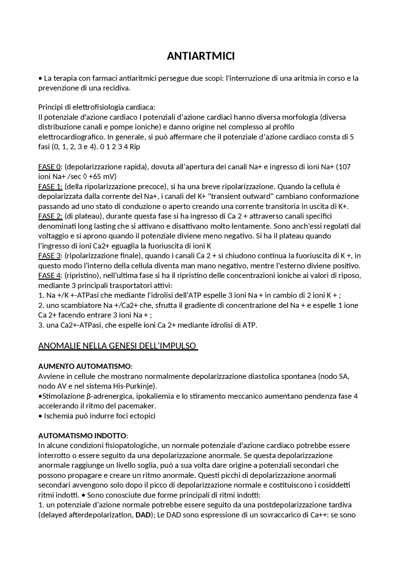 Antiaritmici farmacologia speciale - Docsity