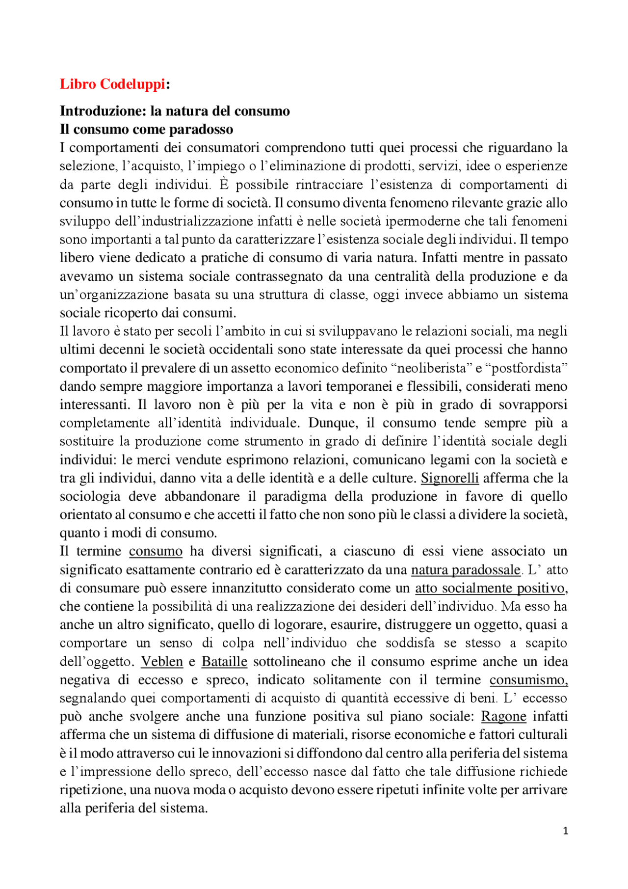 Manuale Di Sociologia Dei Consumi Vanni Codeluppi Docsity