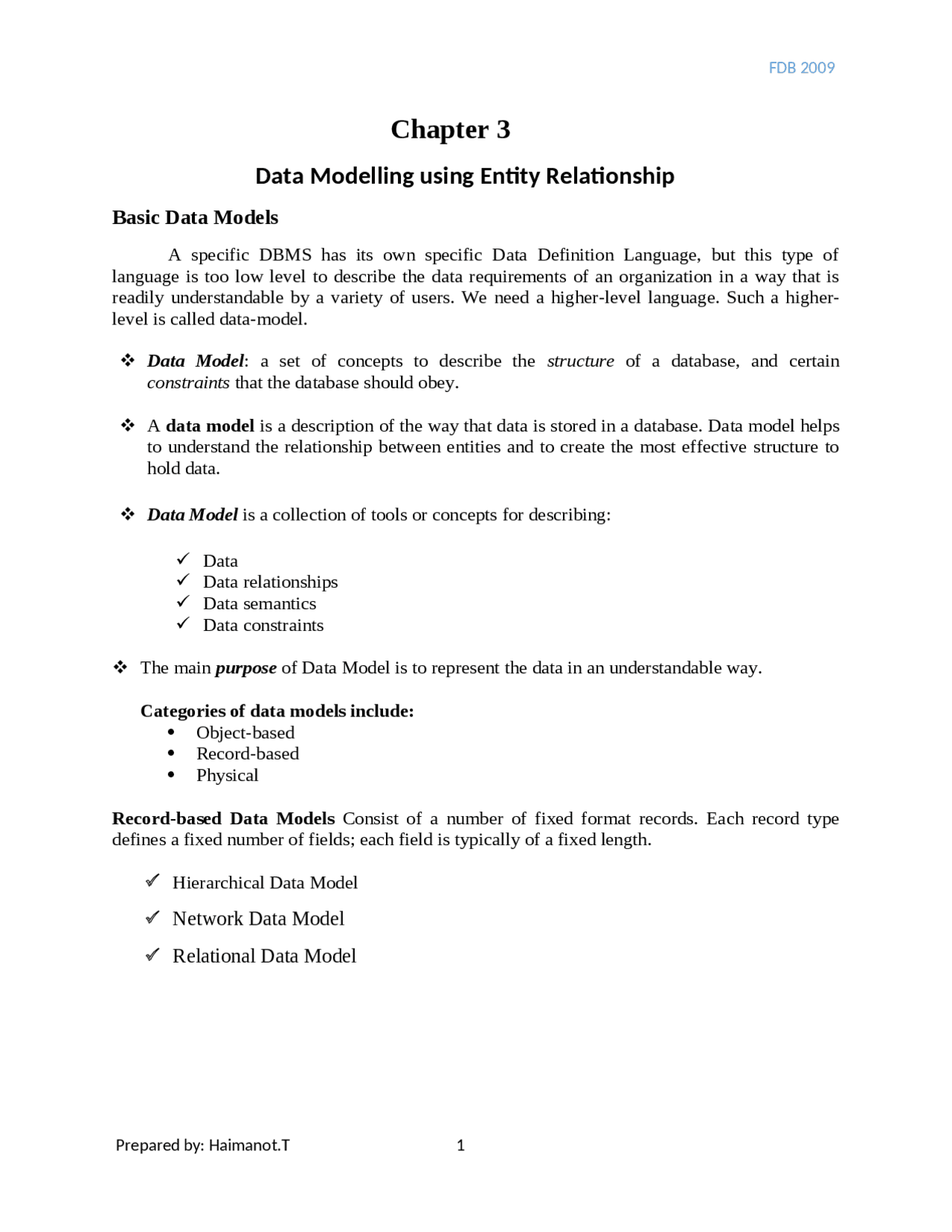 Database chapter one - Docsity