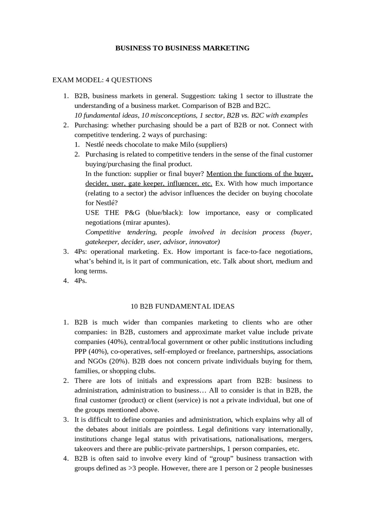 Business to Business: Introduction - Docsity