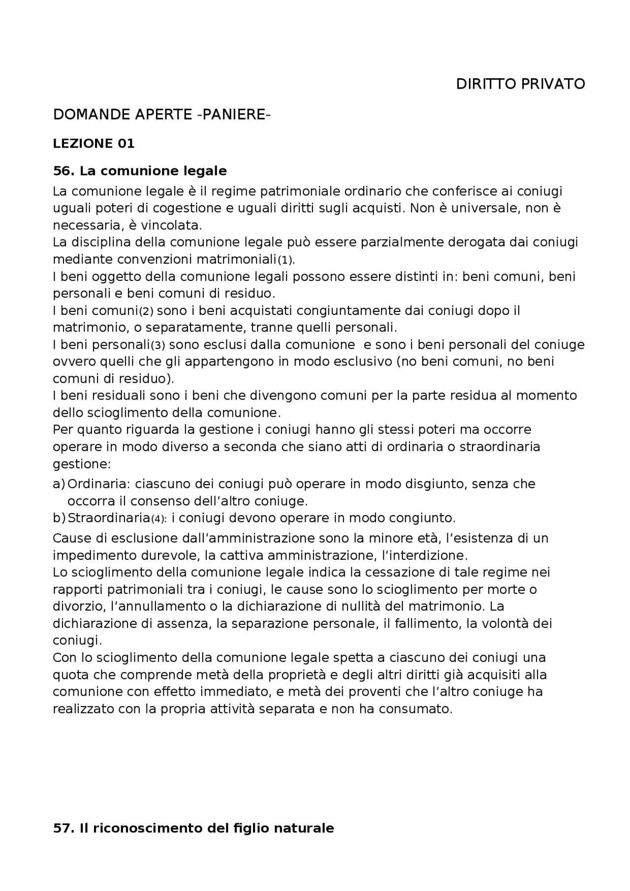 DOMANDE APERTE DIRITTO PRIVATO E-CAMPUS PROF. TODINI | Prove d'esame di Diritto Privato | Docsity