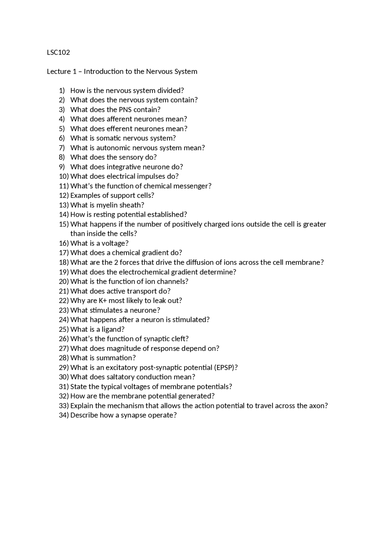 Human Physiology Active recall Question | Exercises Human Physiology ...