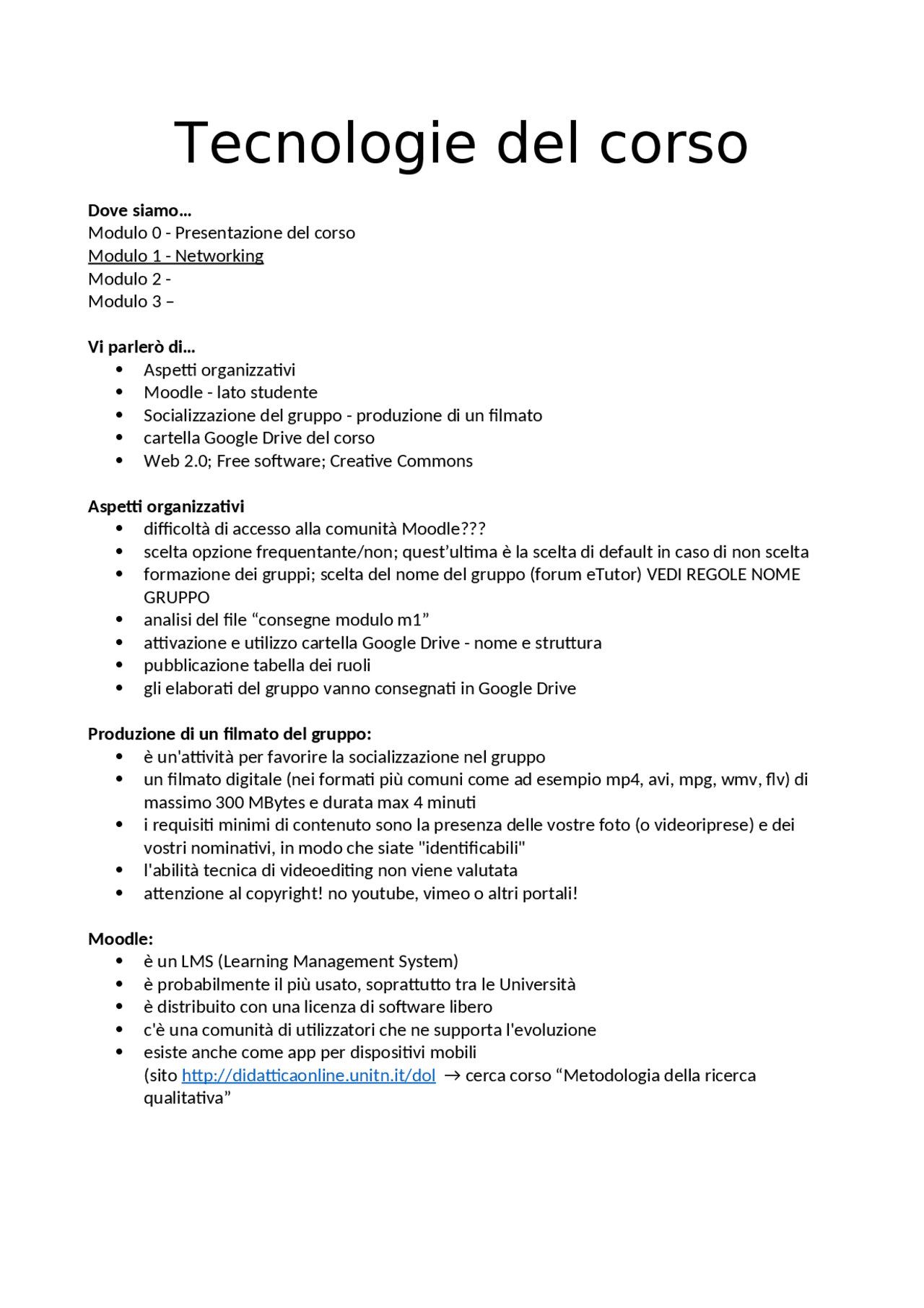 Tecnologie Del Corso Docsity