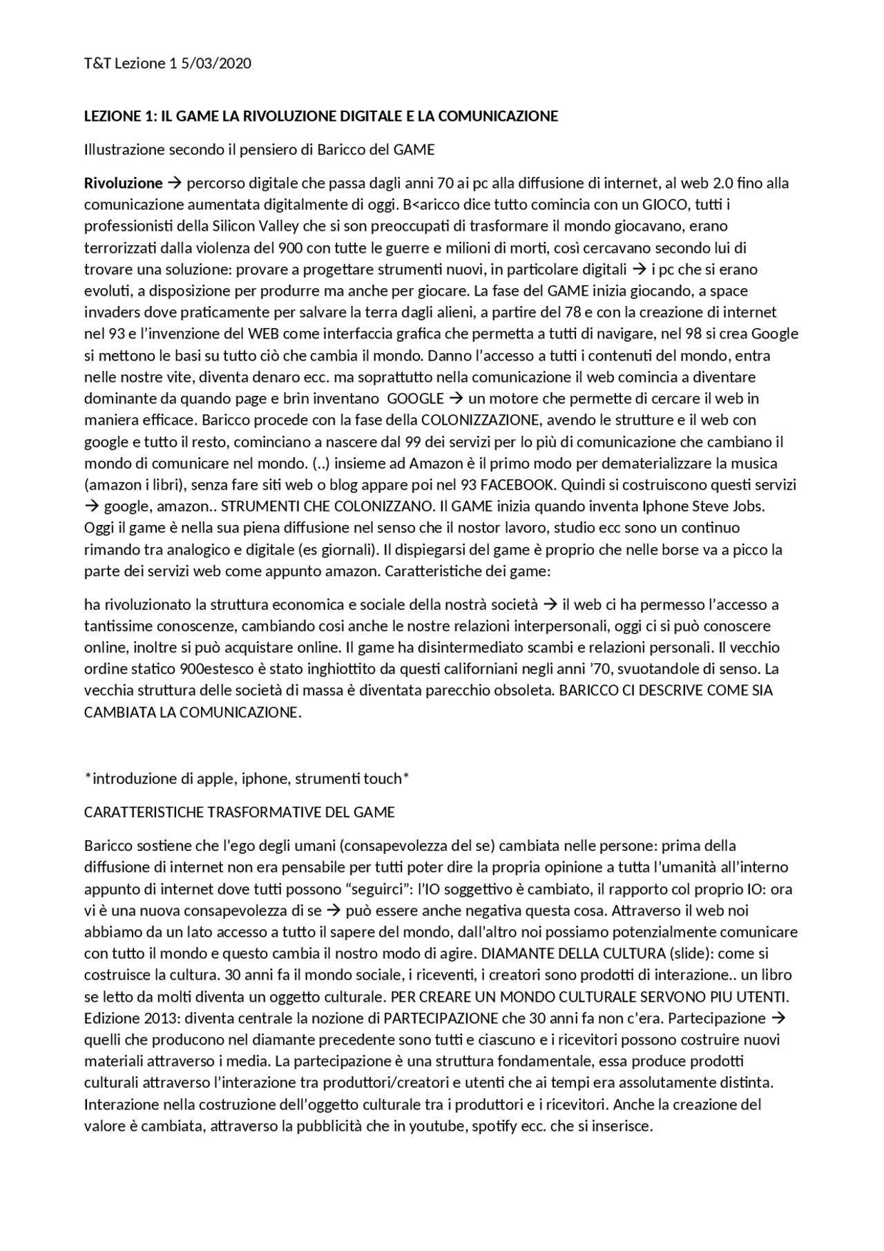 Il Game Introduzione Docsity
