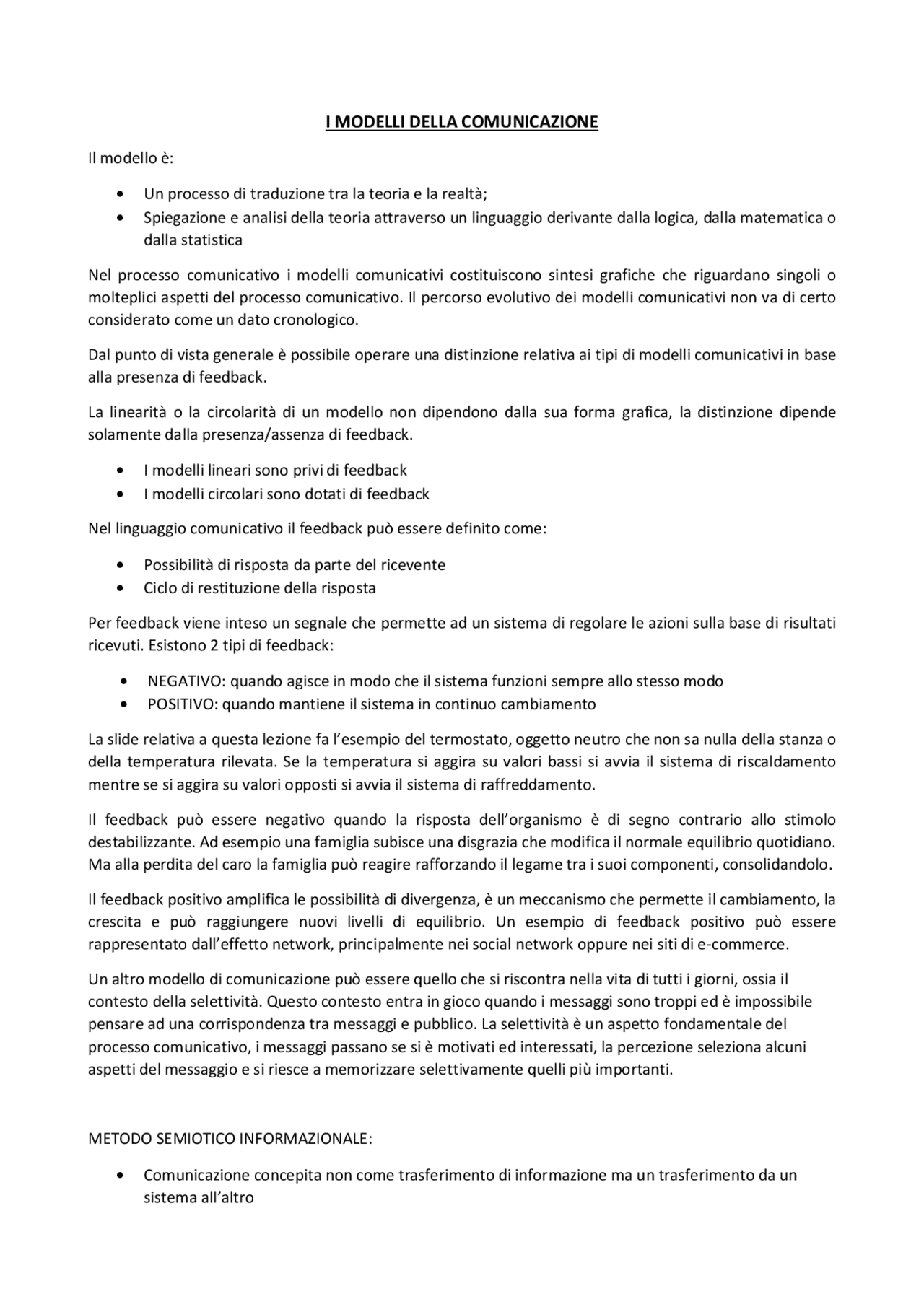 I Modelli Della Comunicazione Docsity