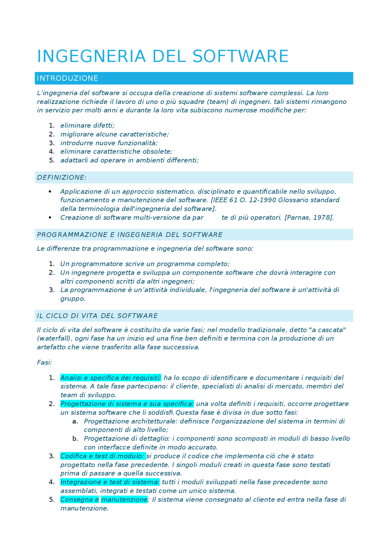 Ingegneria Del Software Docsity