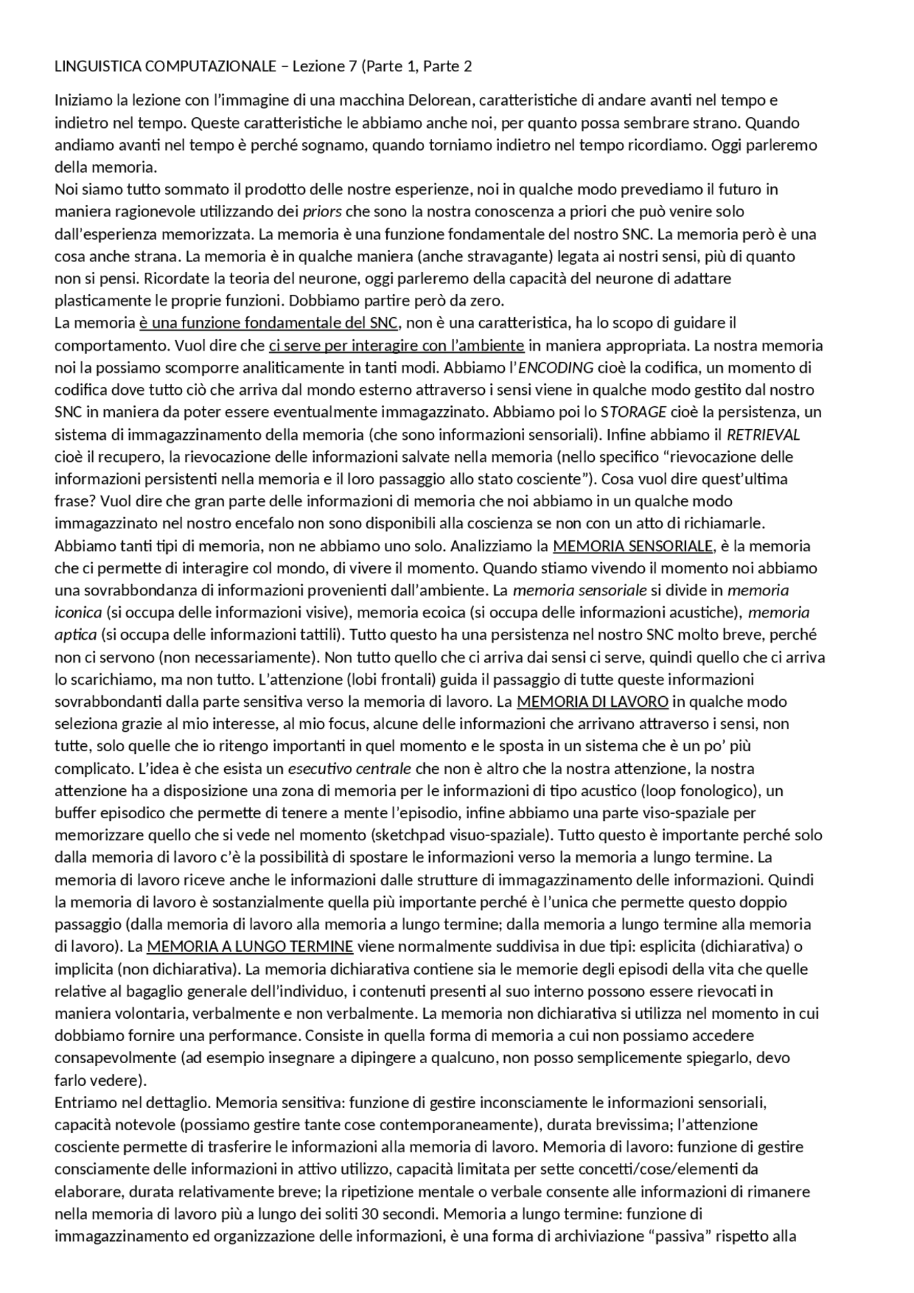 Settima Lezione Computazionale - Docsity