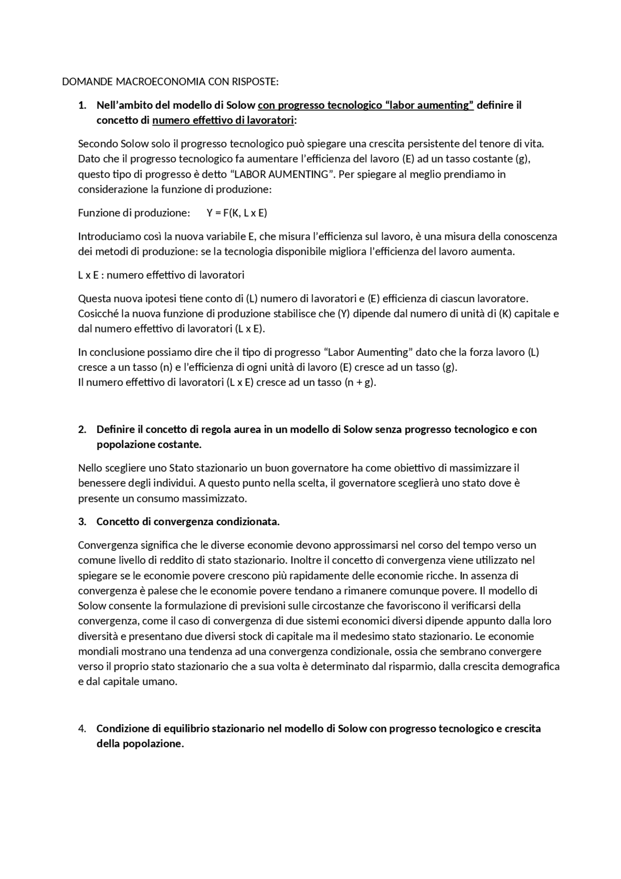 Domande Macroeconomia Con Risposte Esame Uni Cagliari Docsity