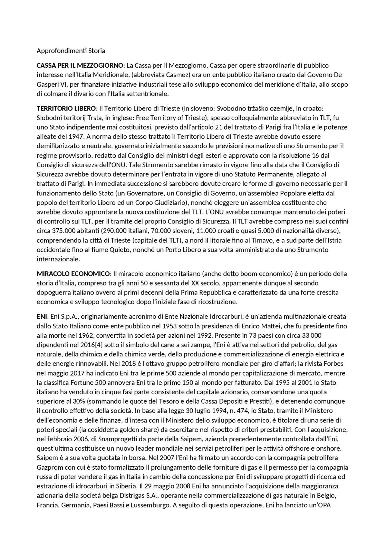 Storia Approfondimento Appunti Di Storia Docsity