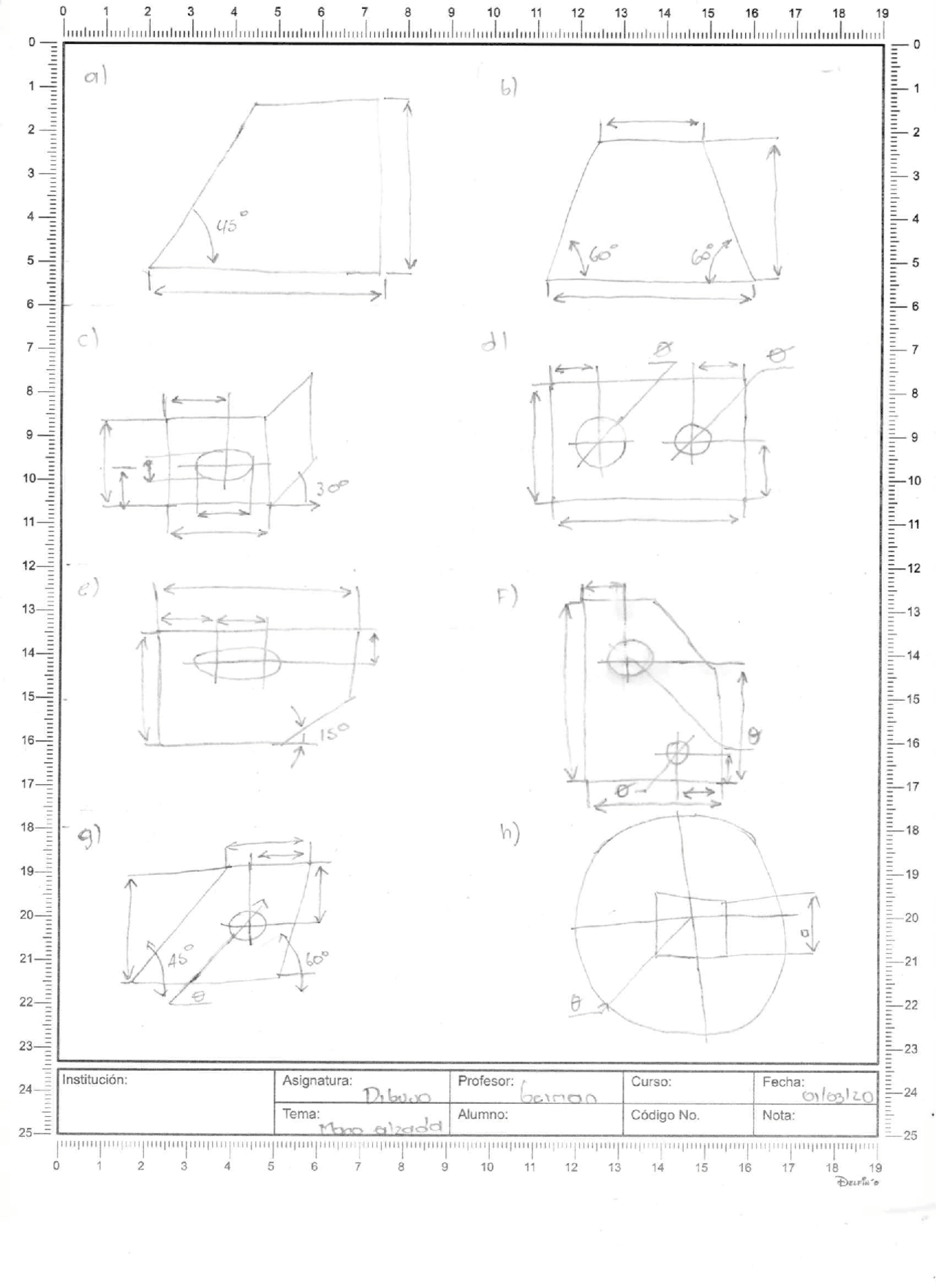 Trazado A Mano Alzada Ejercicios De Dibujo Técnico Docsity