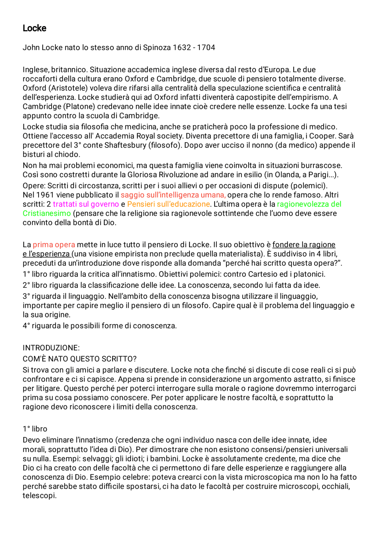 Sintesi Di John Locke Docsity
