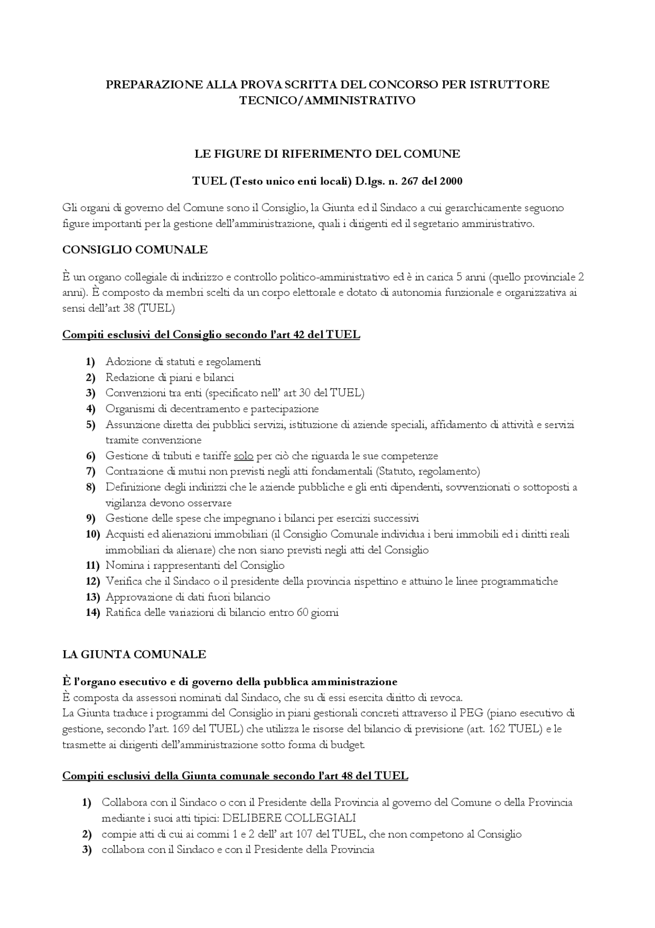 Appunti Preparazione Prova Scritta Concorso Istruttore Tecnico Prove