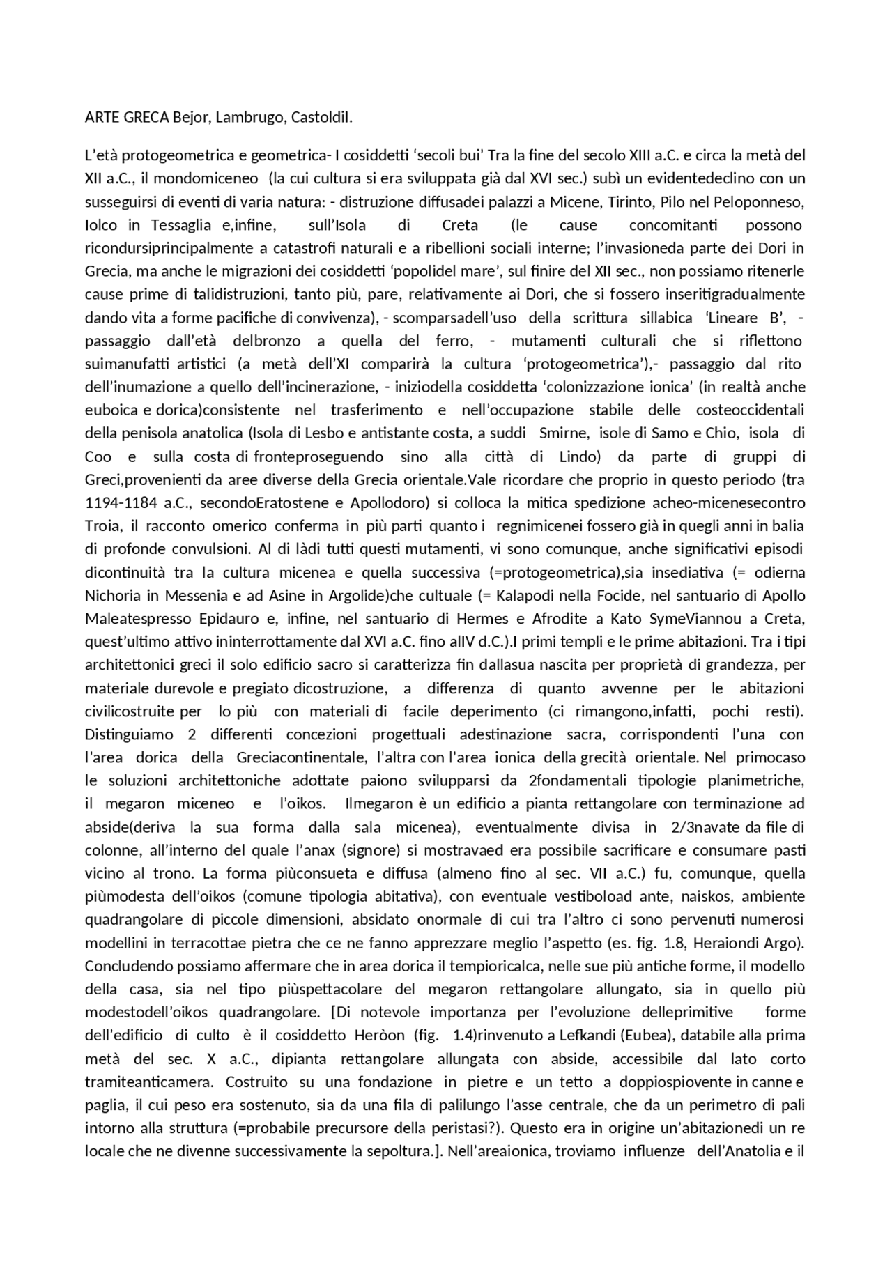 Arte Greca Bejor Riassunto Docsity