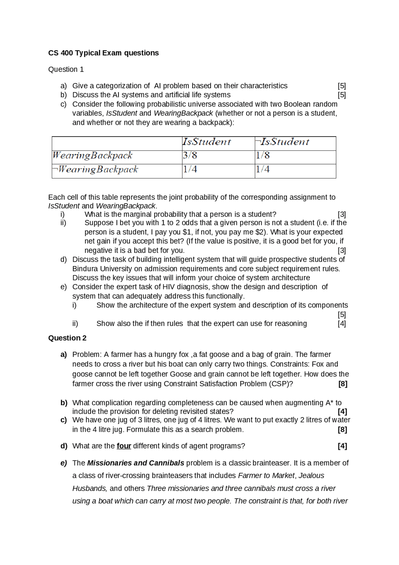Artificial Intelligence Docsity