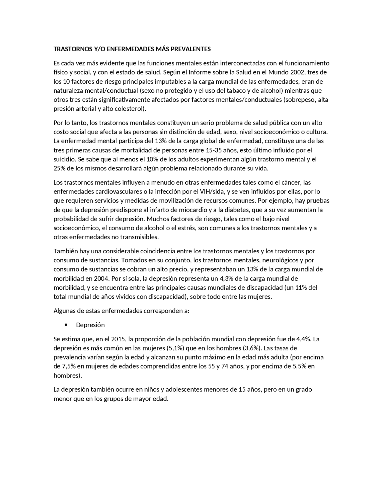 Resumen De Salud Mental Docsity