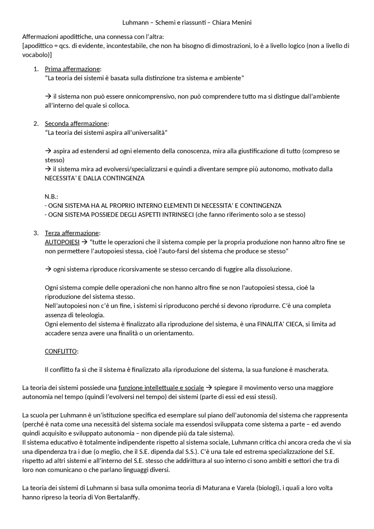 Luhmann Sintesi Completa Docsity