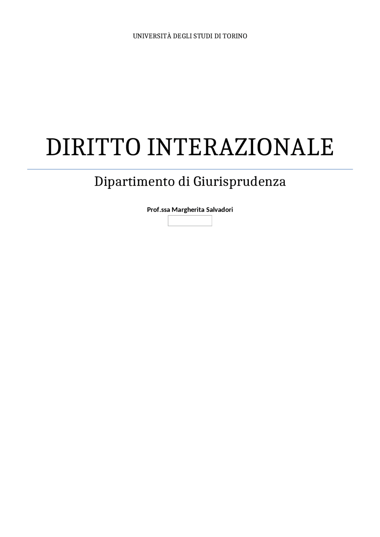 Sbobine Diritto Internazionale - Docsity