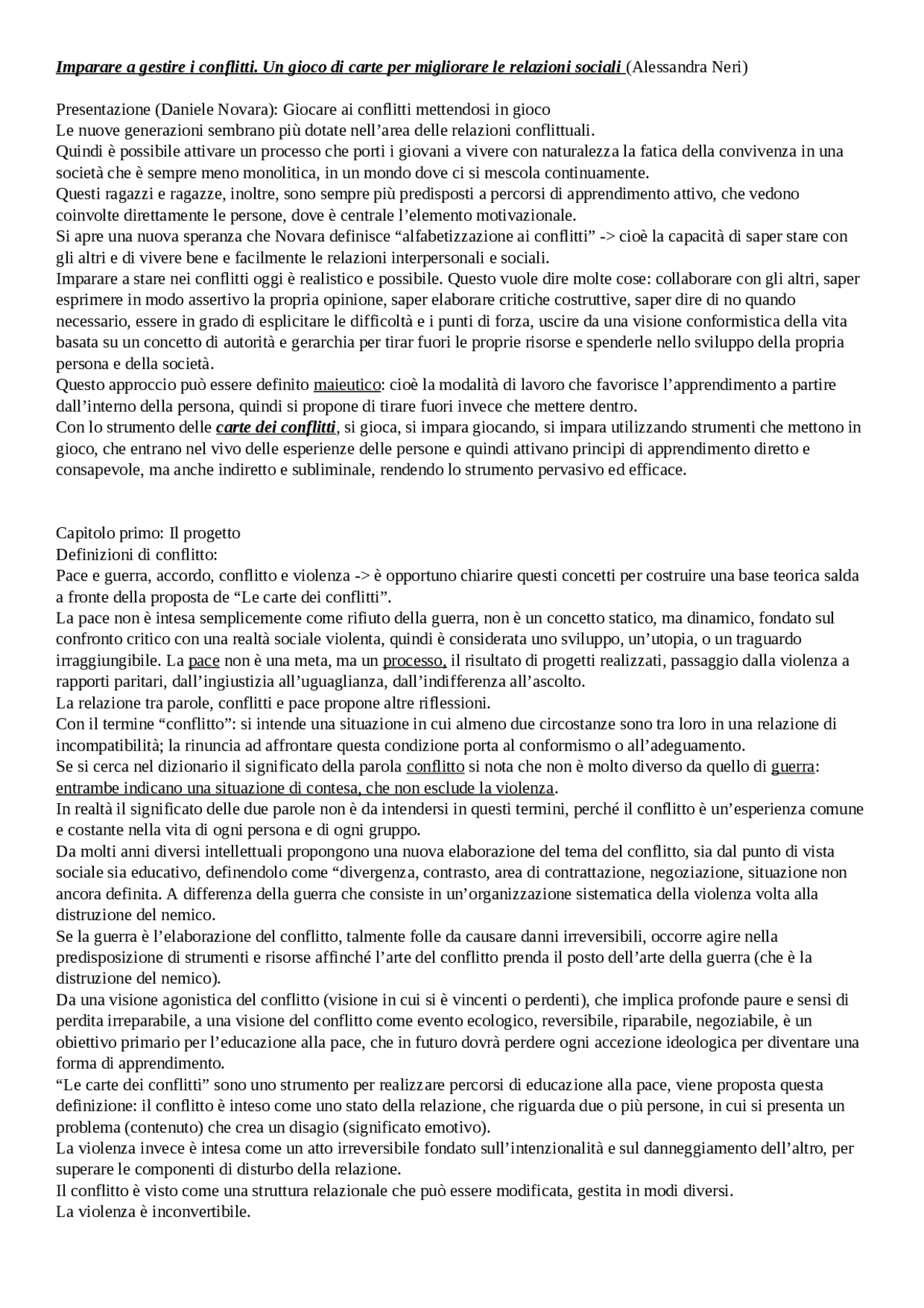 Riassunto Libroimparare A Gestire I Conflitti Docsity