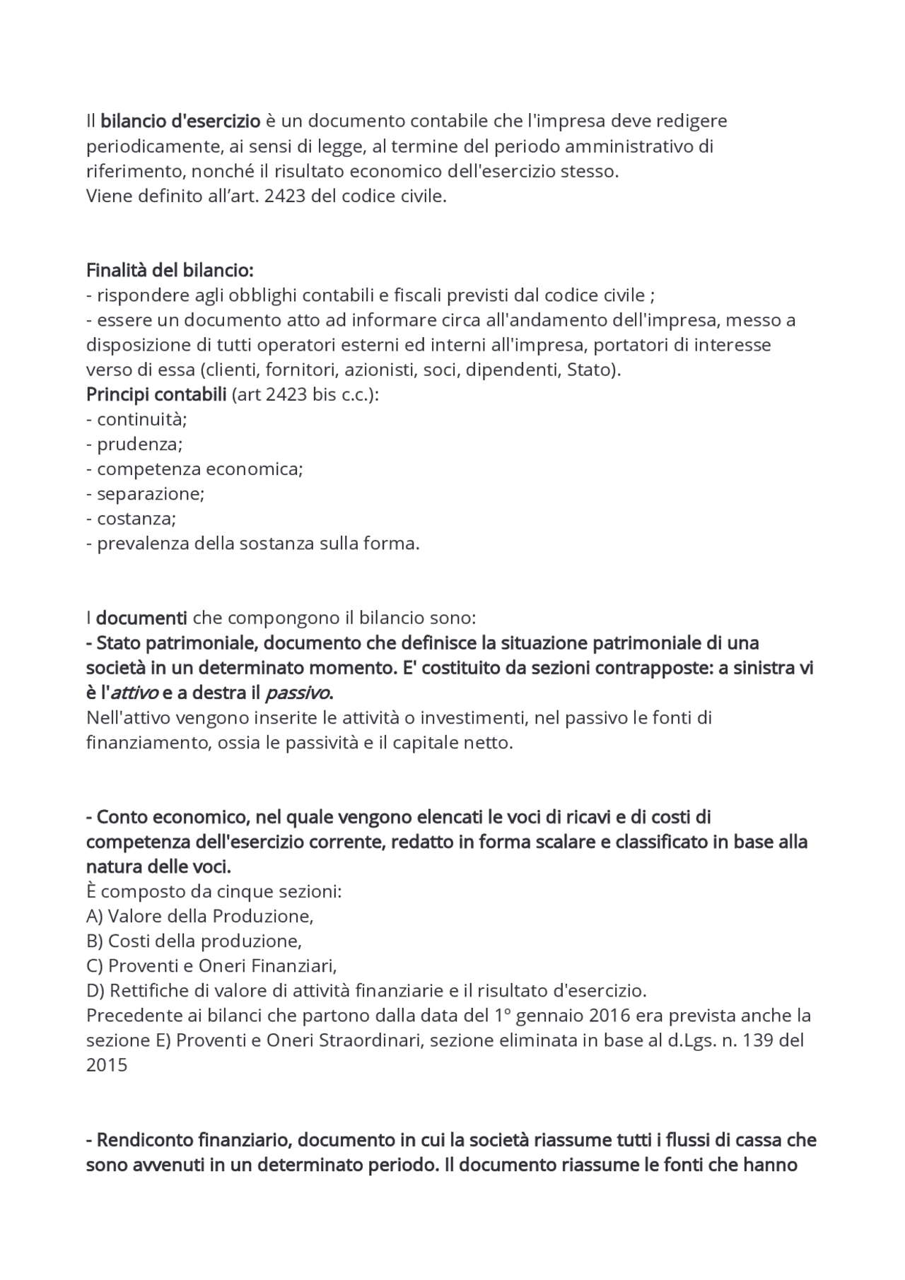 Bilancio Di Esercizio Docsity
