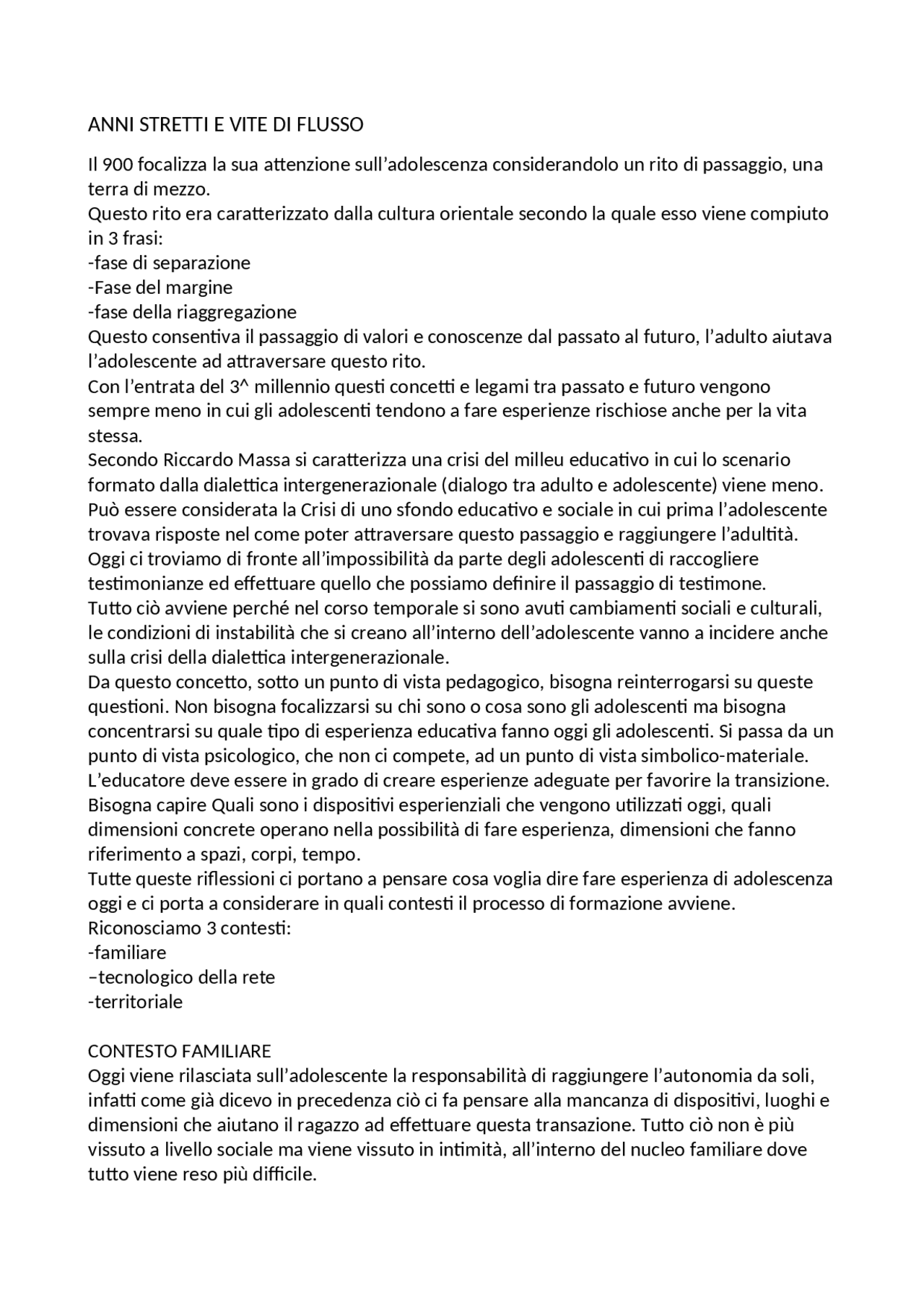 Appunti Anni Stretti Vite Di Flusso Docsity