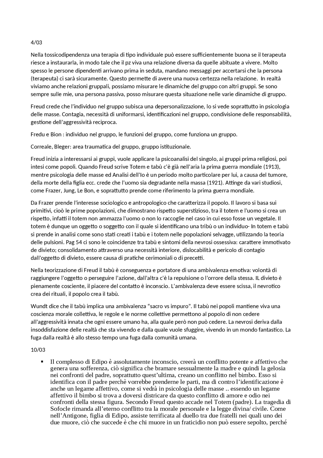 Appunti Totem E Tabu Freud Docsity