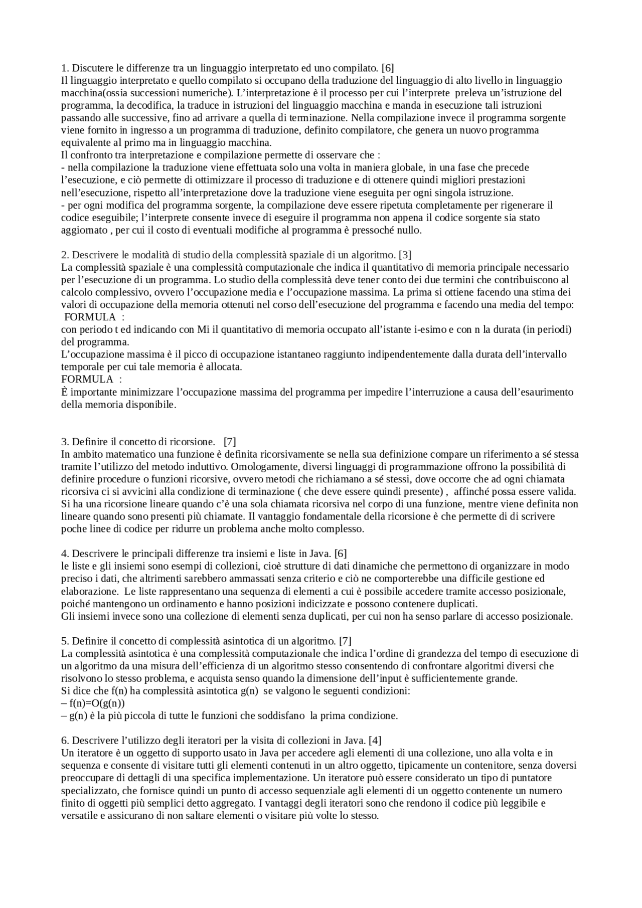 Domande Informatica Con Relative Risposte Docsity
