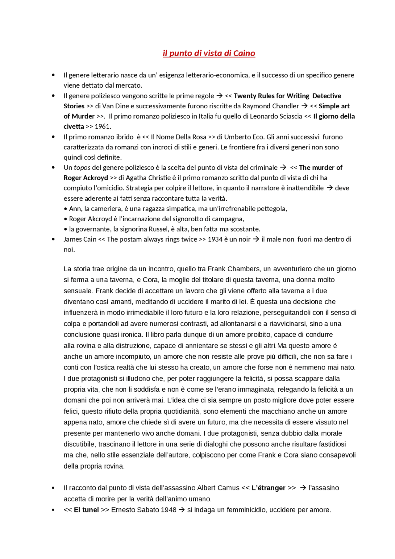 Il Punto Di Vista Di Caino Docsity