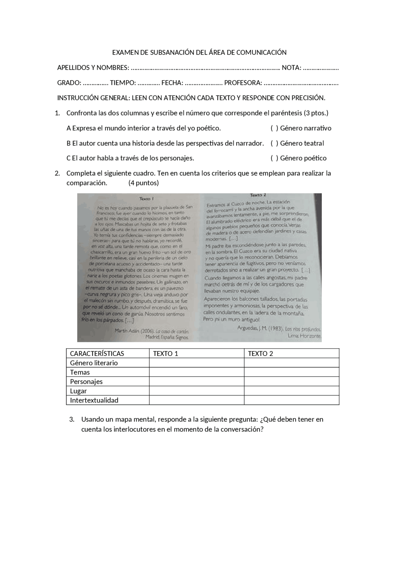 Examen de comunicacion - Docsity