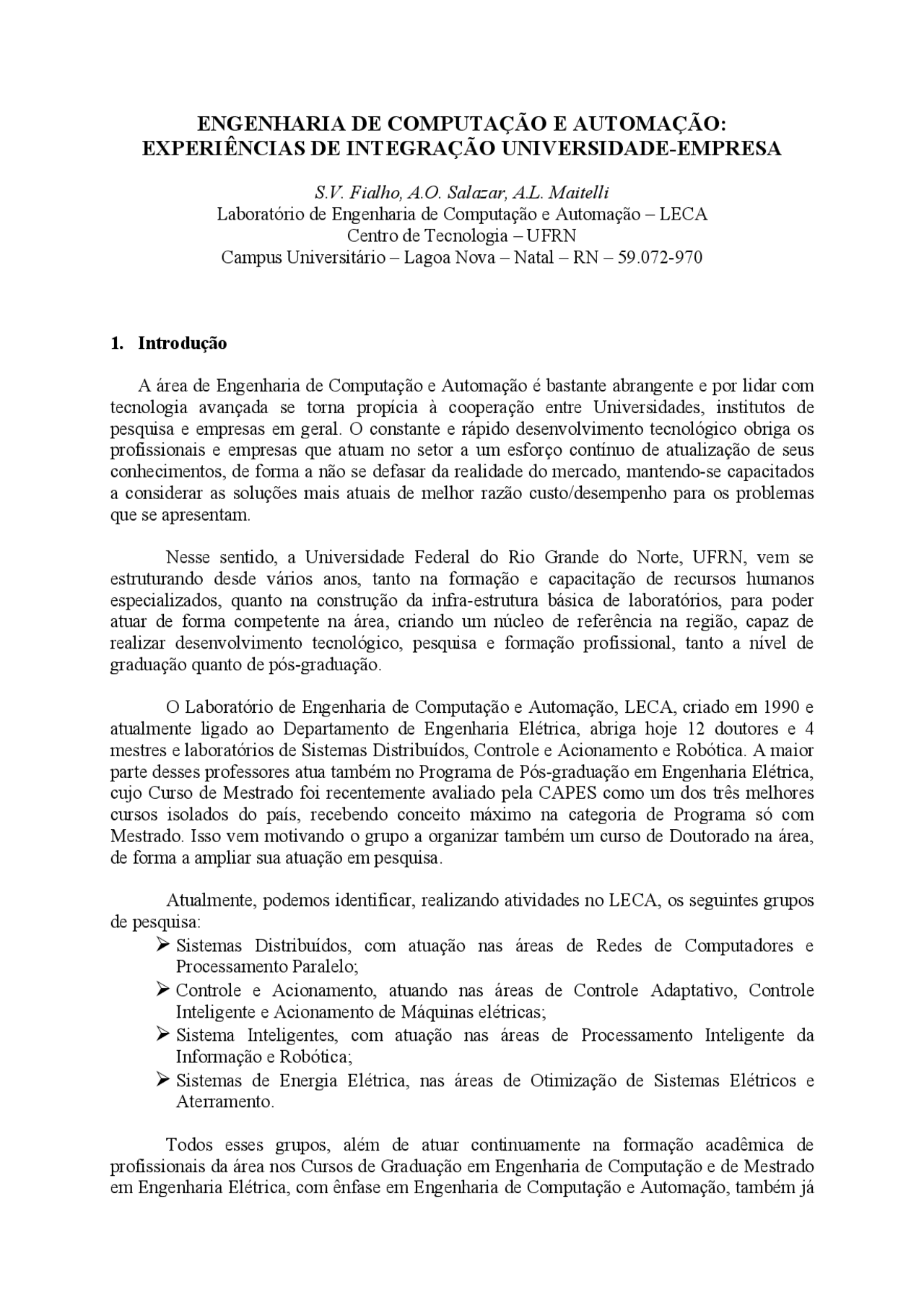 Engenharia De ComputaÇÃo E AutomaÇÃo Docsity