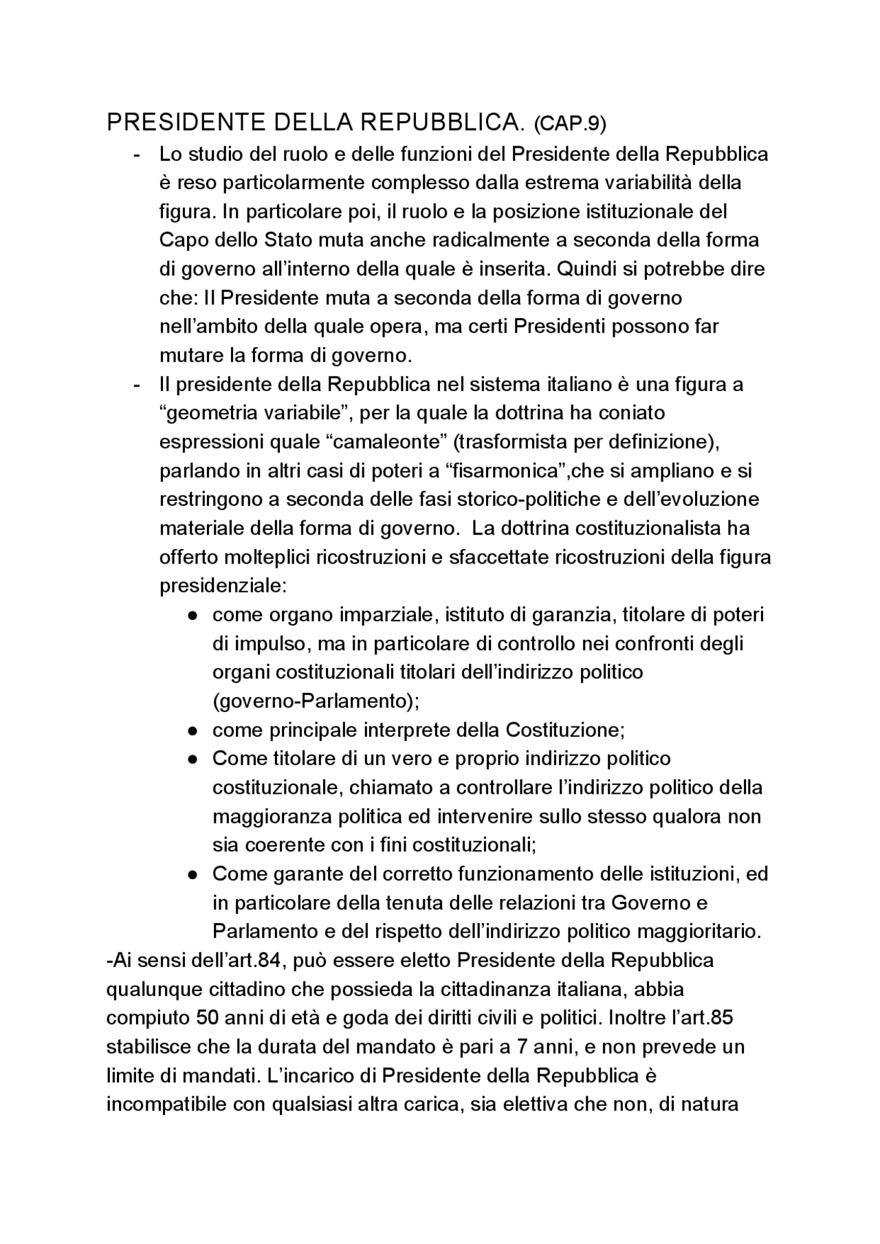 CAP.9 Diritto pubblico, Panizza e Stradella - Docsity