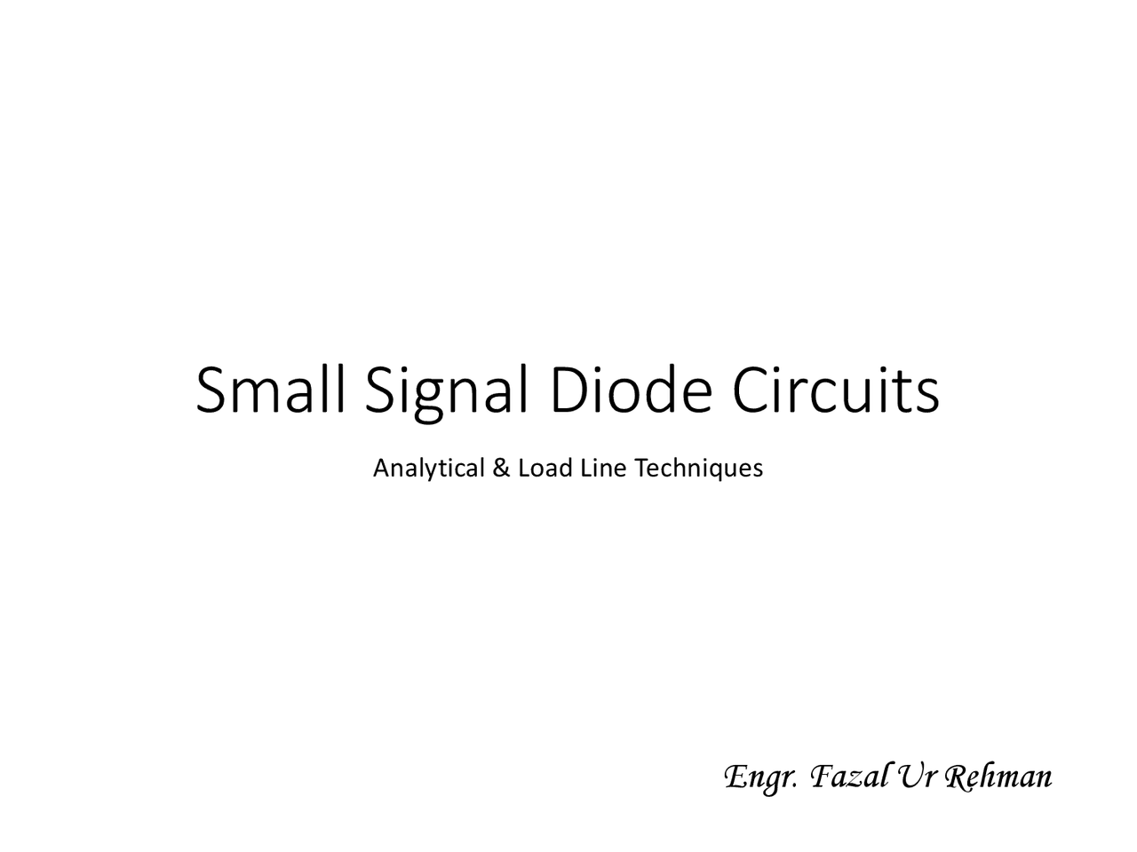 Small Signal Diode Circuits Docsity