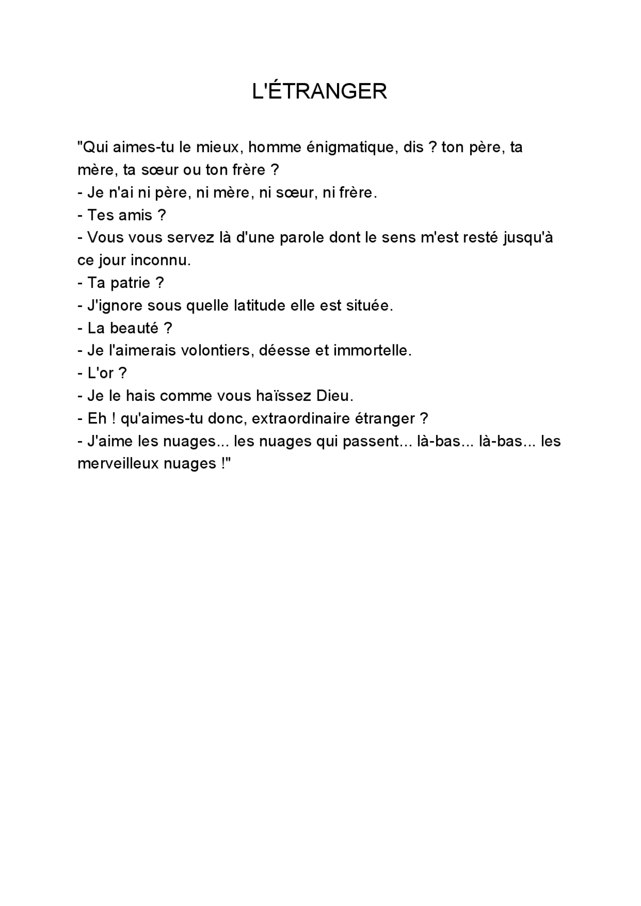 Poesia Francese L etranger Docsity Poesia Francese L etranger Docsity