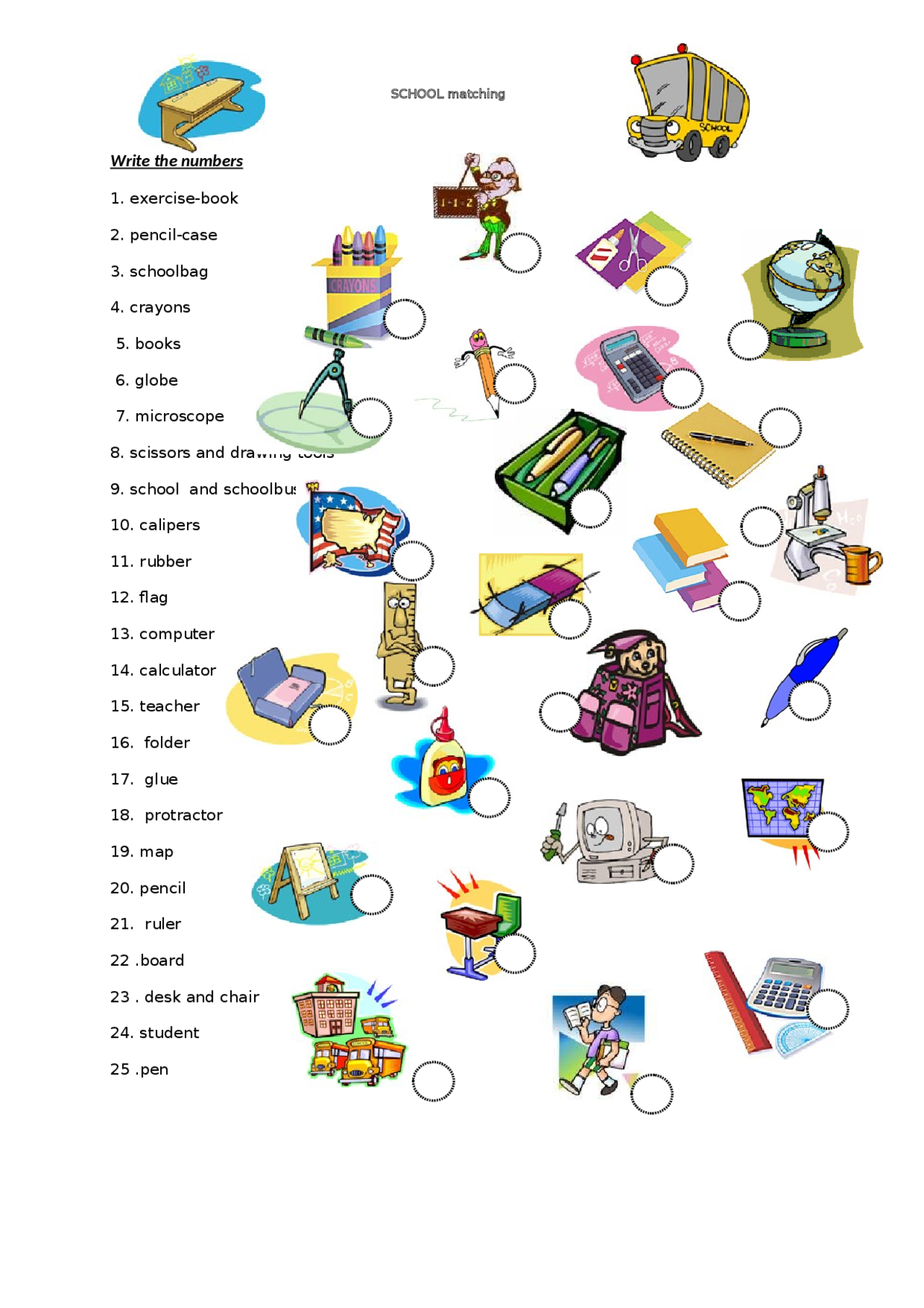 Vocabulario Inglsespaol En Imgenes El Colegio