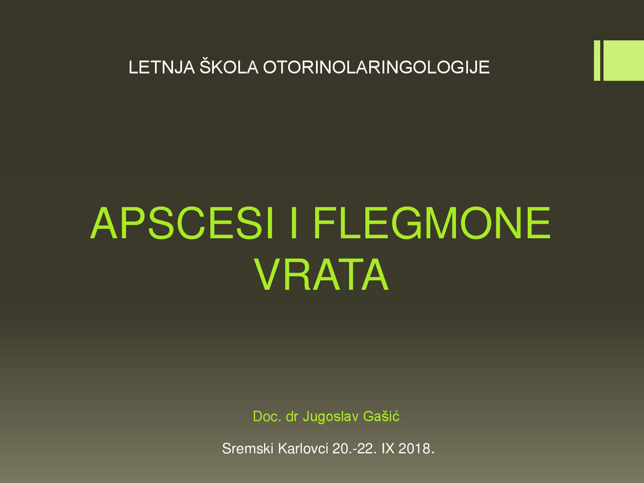 Apscesi i flegmone vrata | Slajdovi' predlog Stomatologija - Docsity