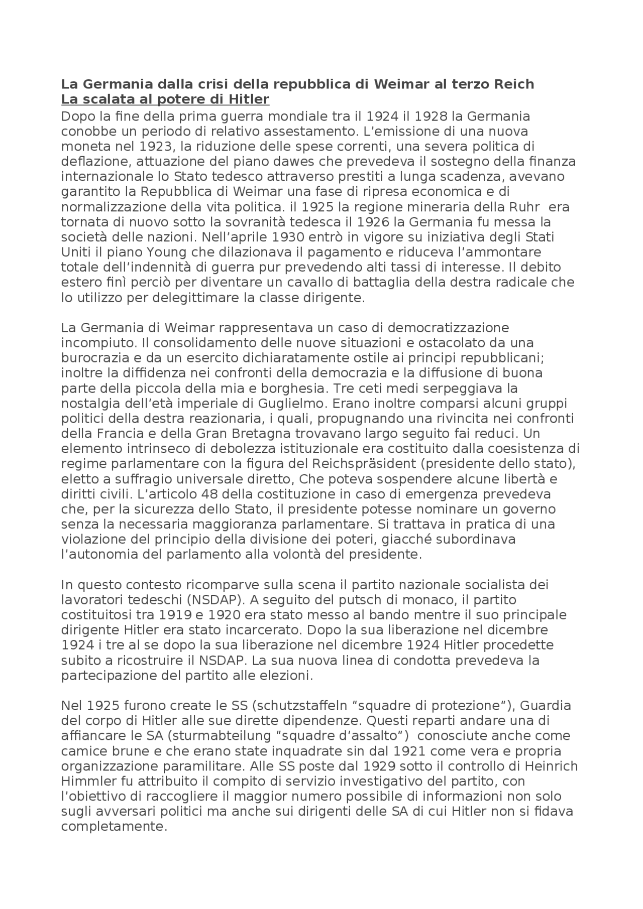 Appunti Sul Regime Di Hitler Storia Docsity