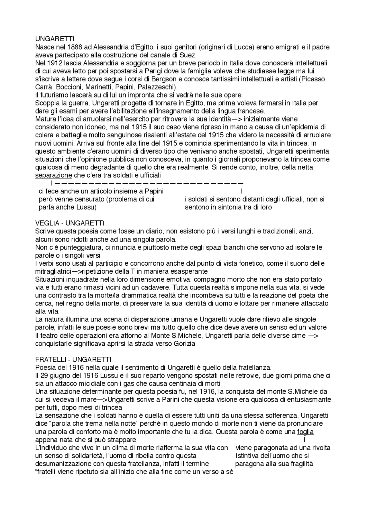 Giuseppe Ungaretti Docsity