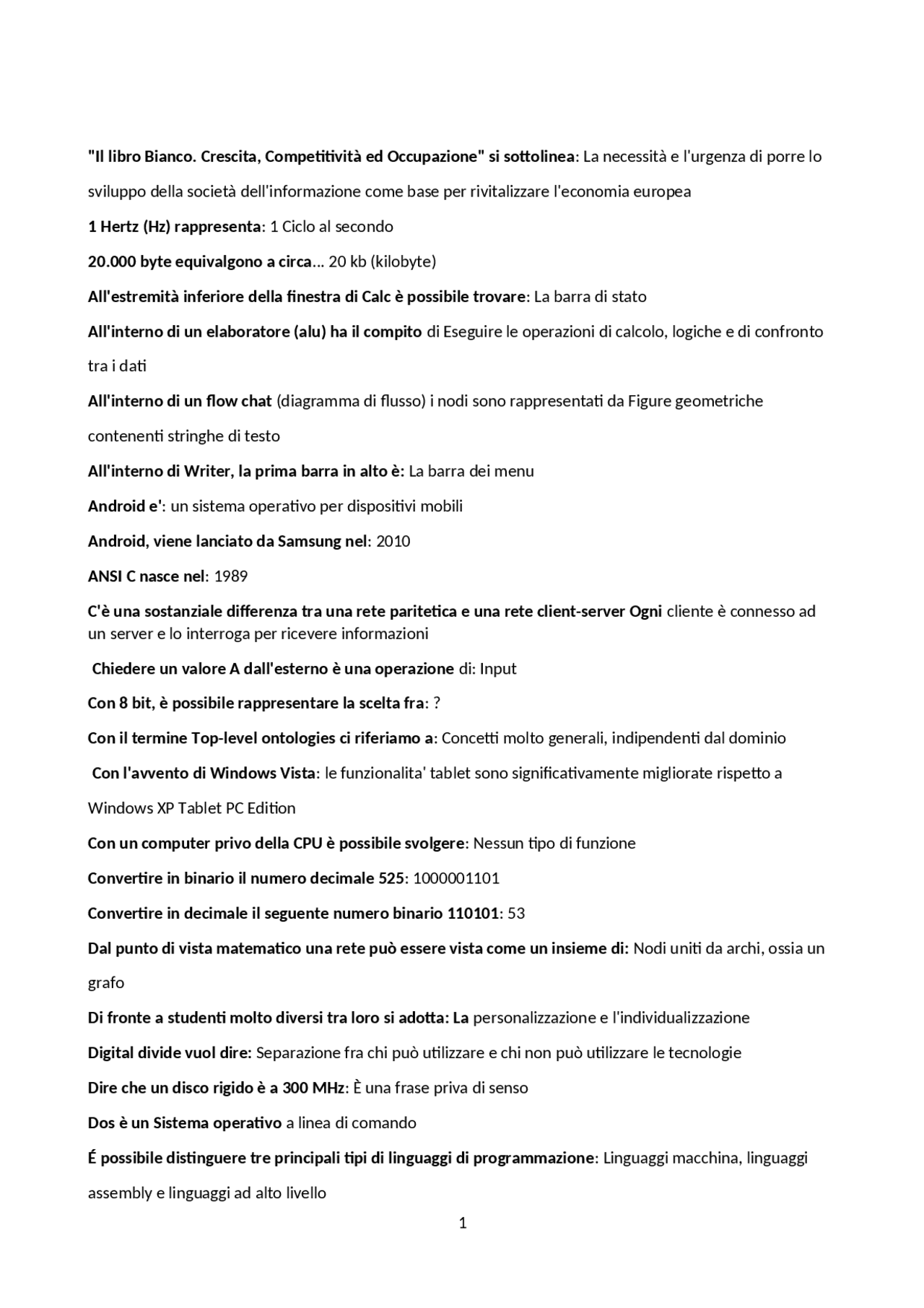 Prova Di Abilità Informatica Docsity