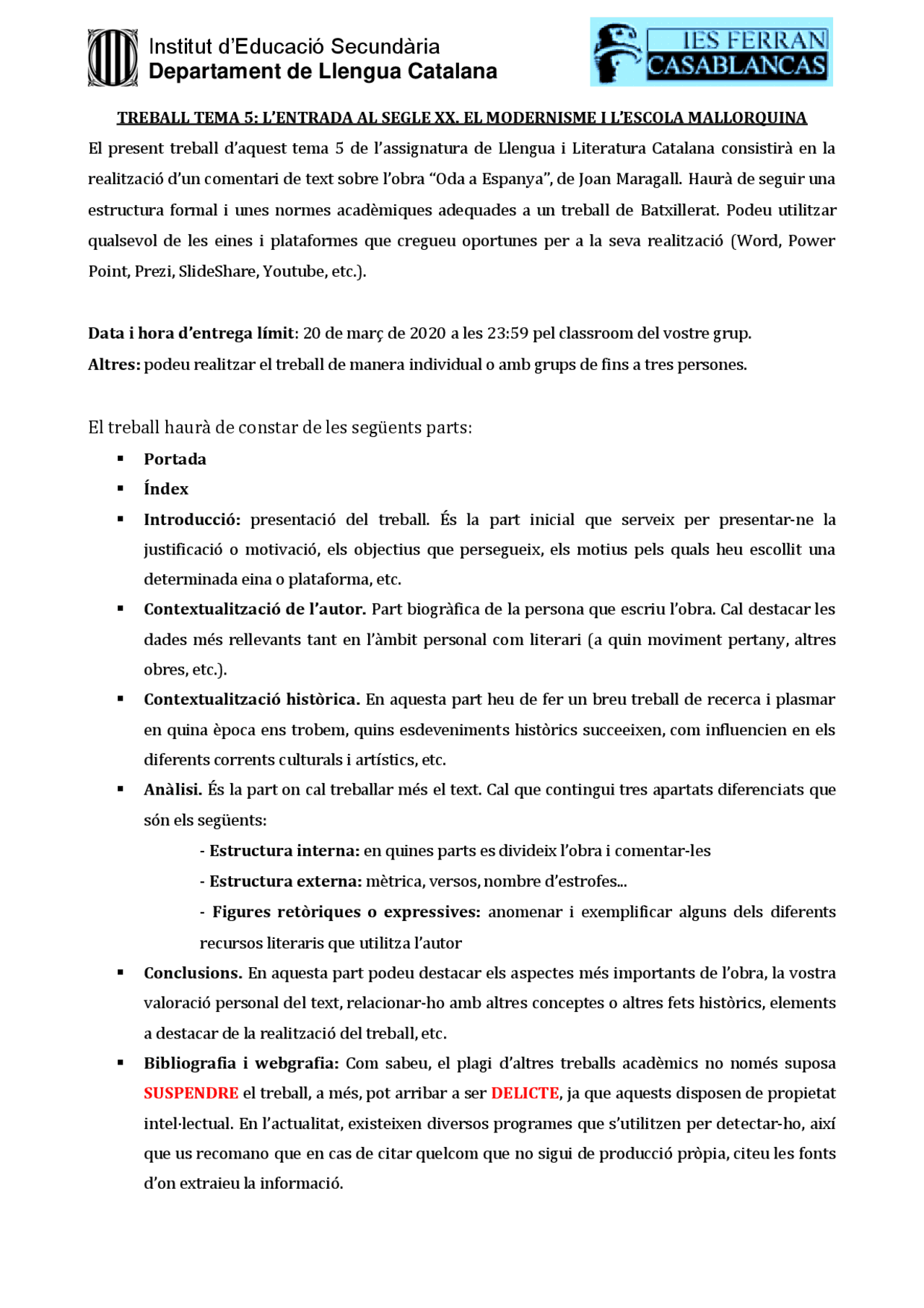 Treball Tema 5 Comentari Text Apuntes De Catalán Docsity