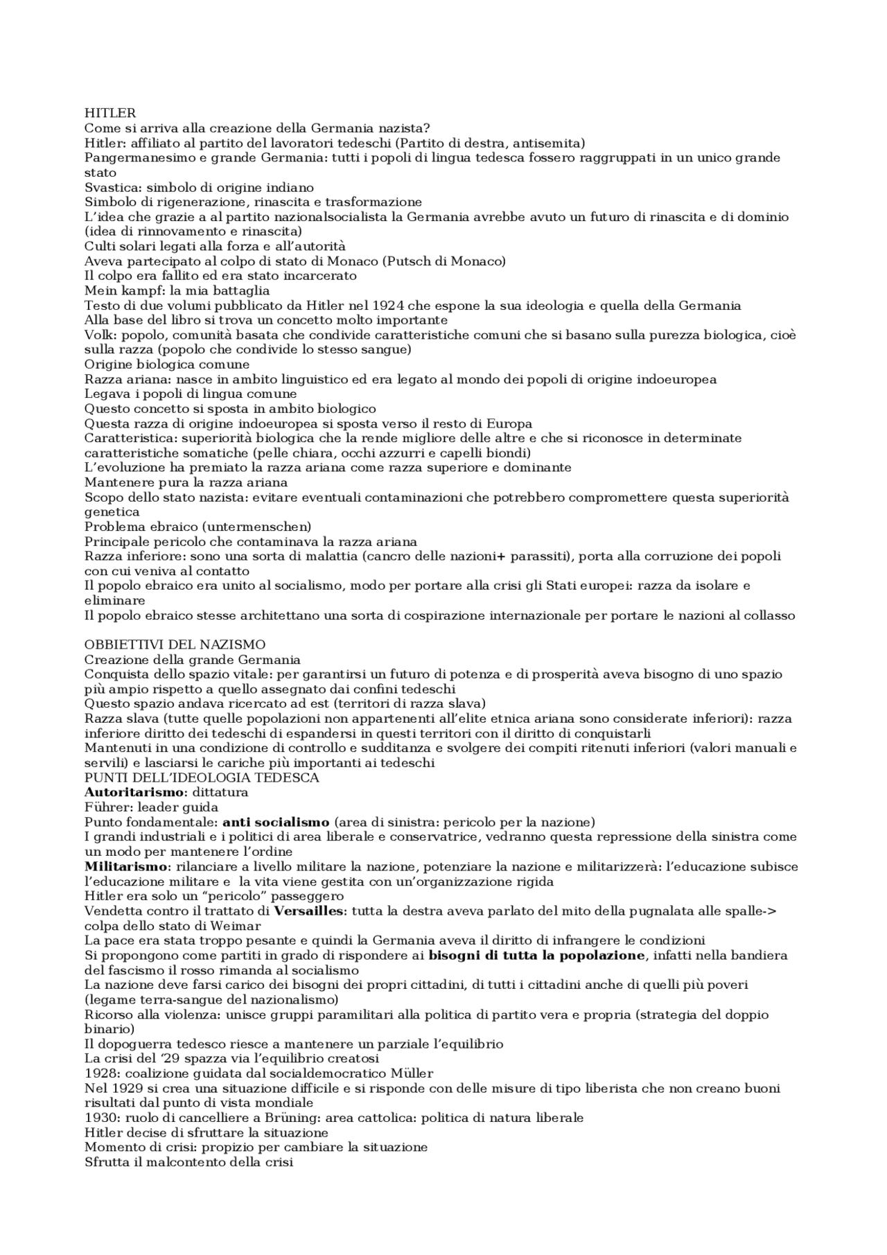 Riassunto Sul Nazismo Docsity