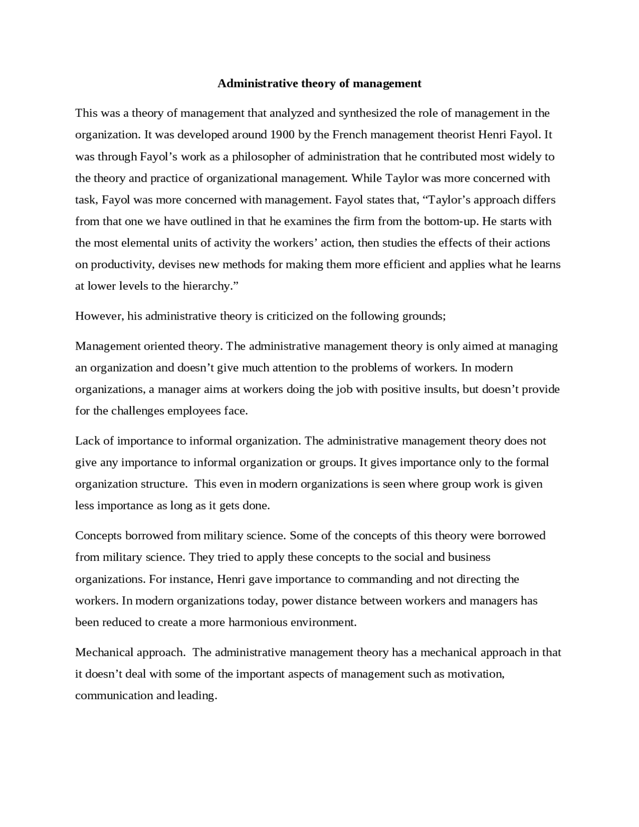 Theories Of Organisation Docsity