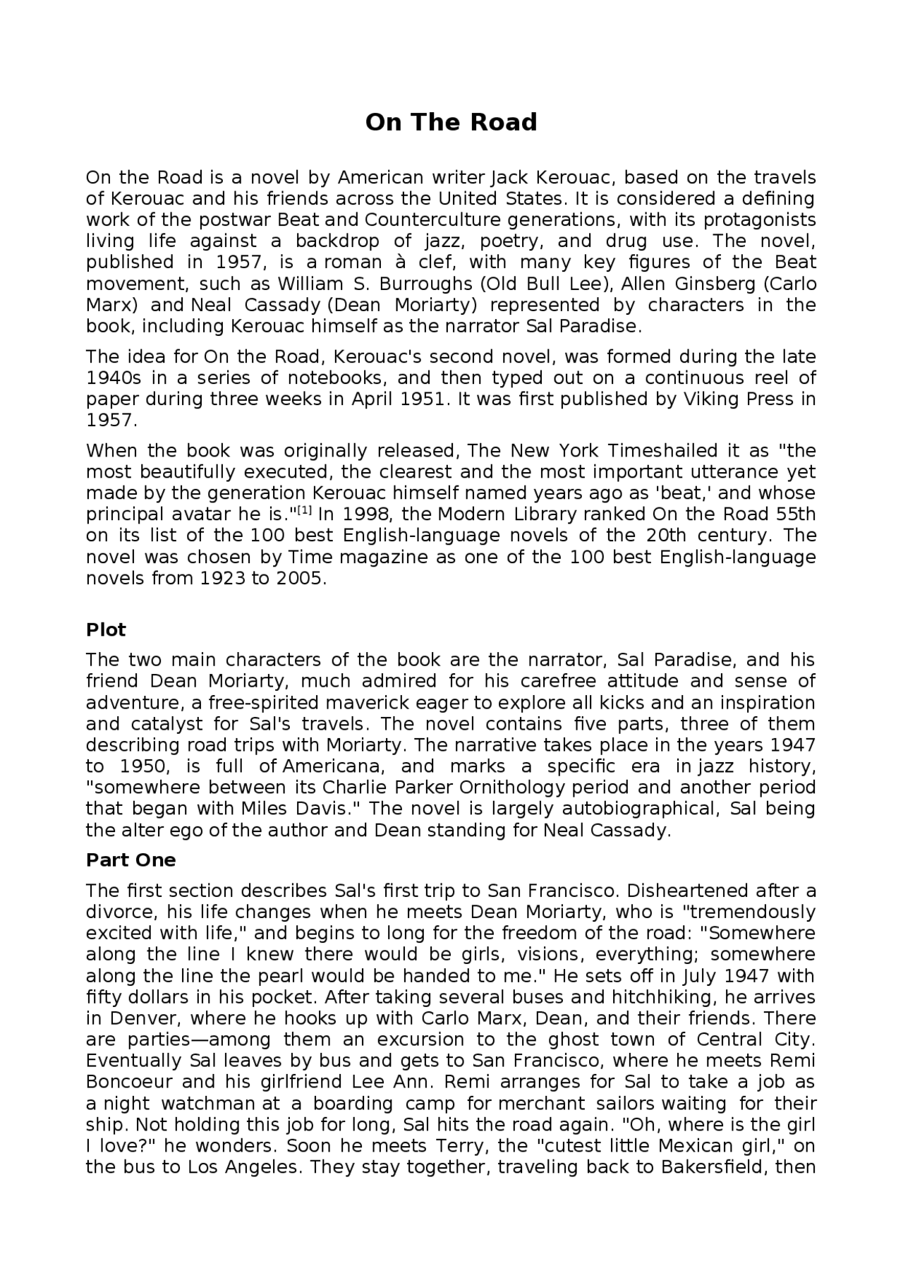 On the road lingua inglese - Docsity